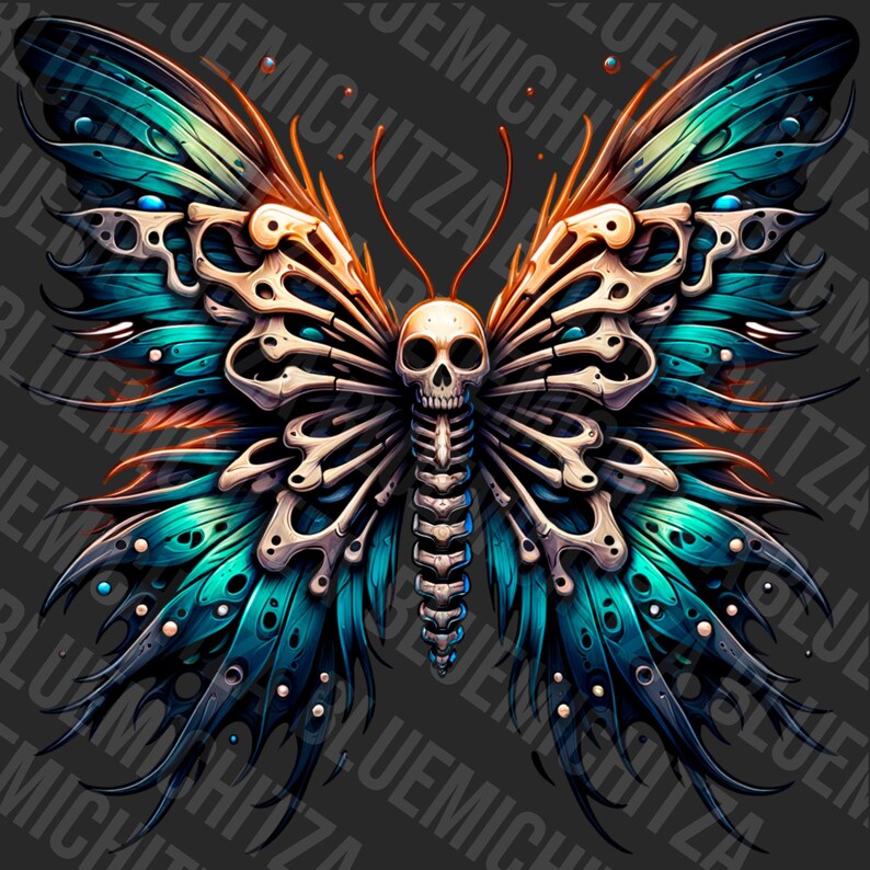 Butterfly Skull With Wings PNG , Gothic Clipart for Sublimation, Dtf ...