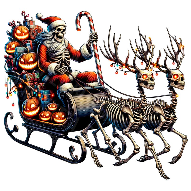 Horror Skeleton Christmas PNG Halloween Horror Skull, Gothic Skeleton ...