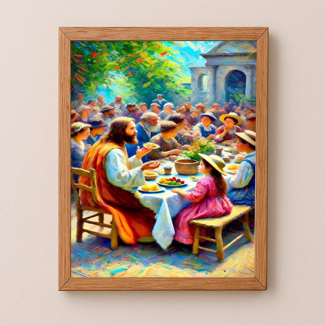 Jesus Feeds 5000 Printable Art, Feeding 5000 Art, the Last Supper Art ...
