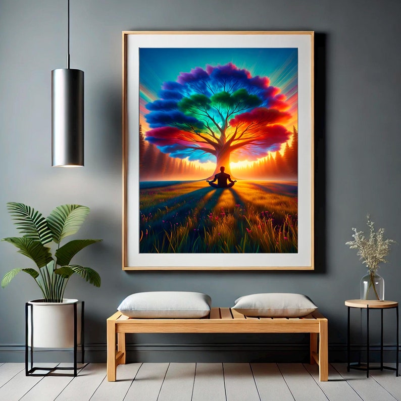 Colorful Tree of Life Wall Art, Vibrant Rainbow Tree Printable ...