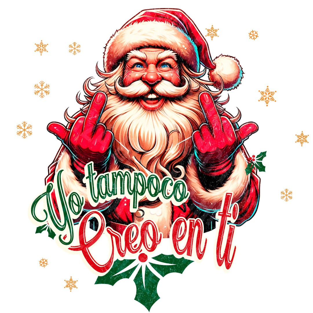 Funny Spanish Retro Santa Png, Latino Christmas, Spanish Christmas PNG ...