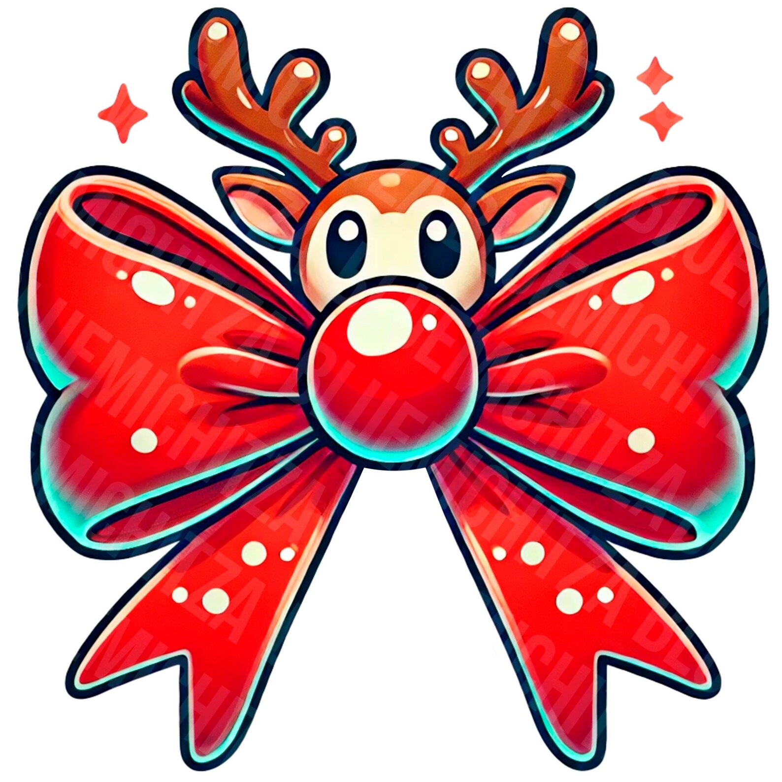 Christmas Reindeer Coquette Bow Png, Christmas Sublimation, Santa Png ...