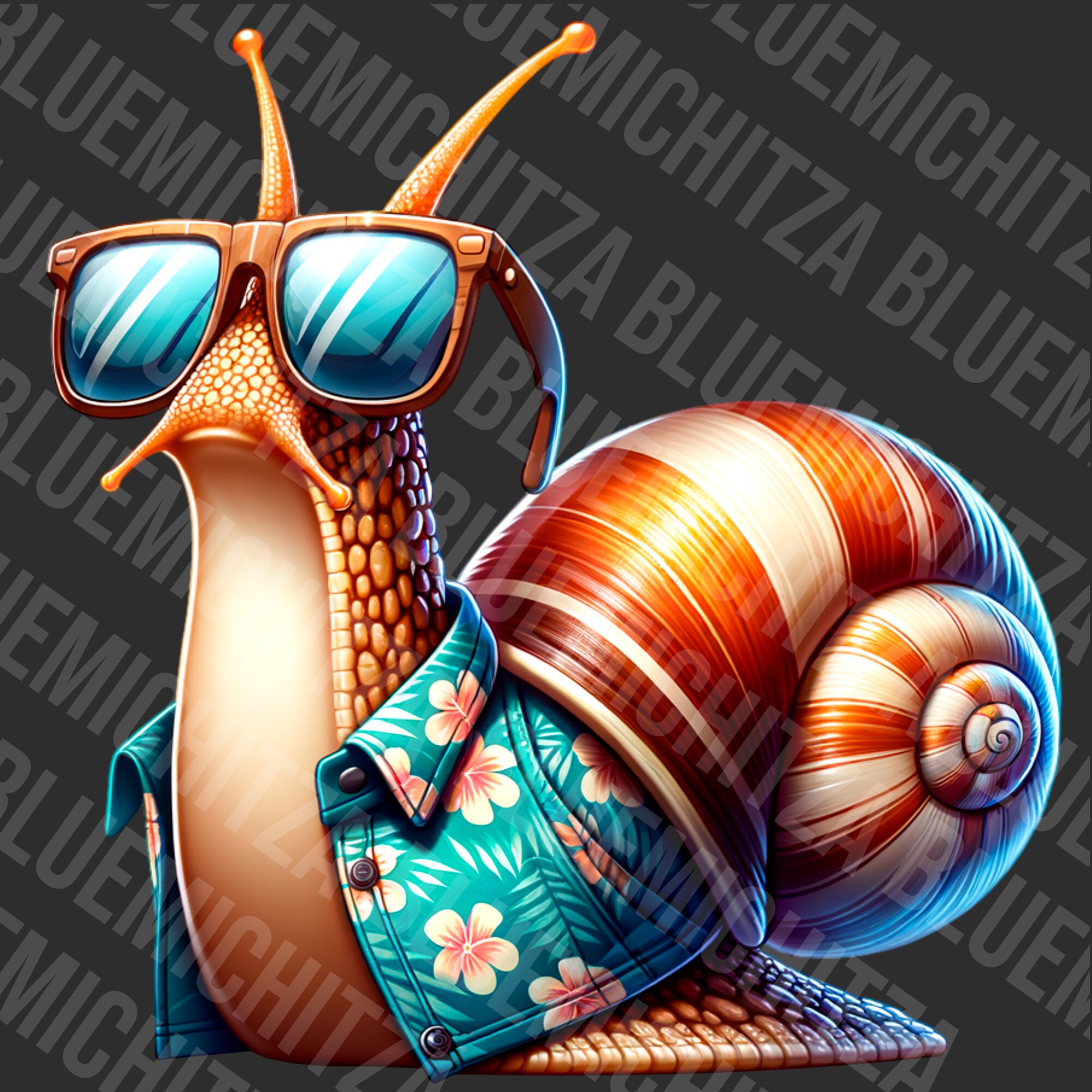 Snail for T-shirt, PNG for Sublimation, Snail With Hawaiian, Cool Snail ...