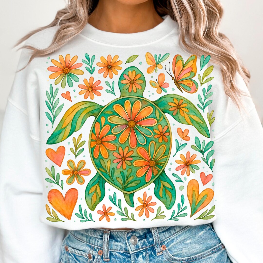 Boho Floral Turtle Png, Summer Vibes Png, Flower Girly Summer Png Shirt ...