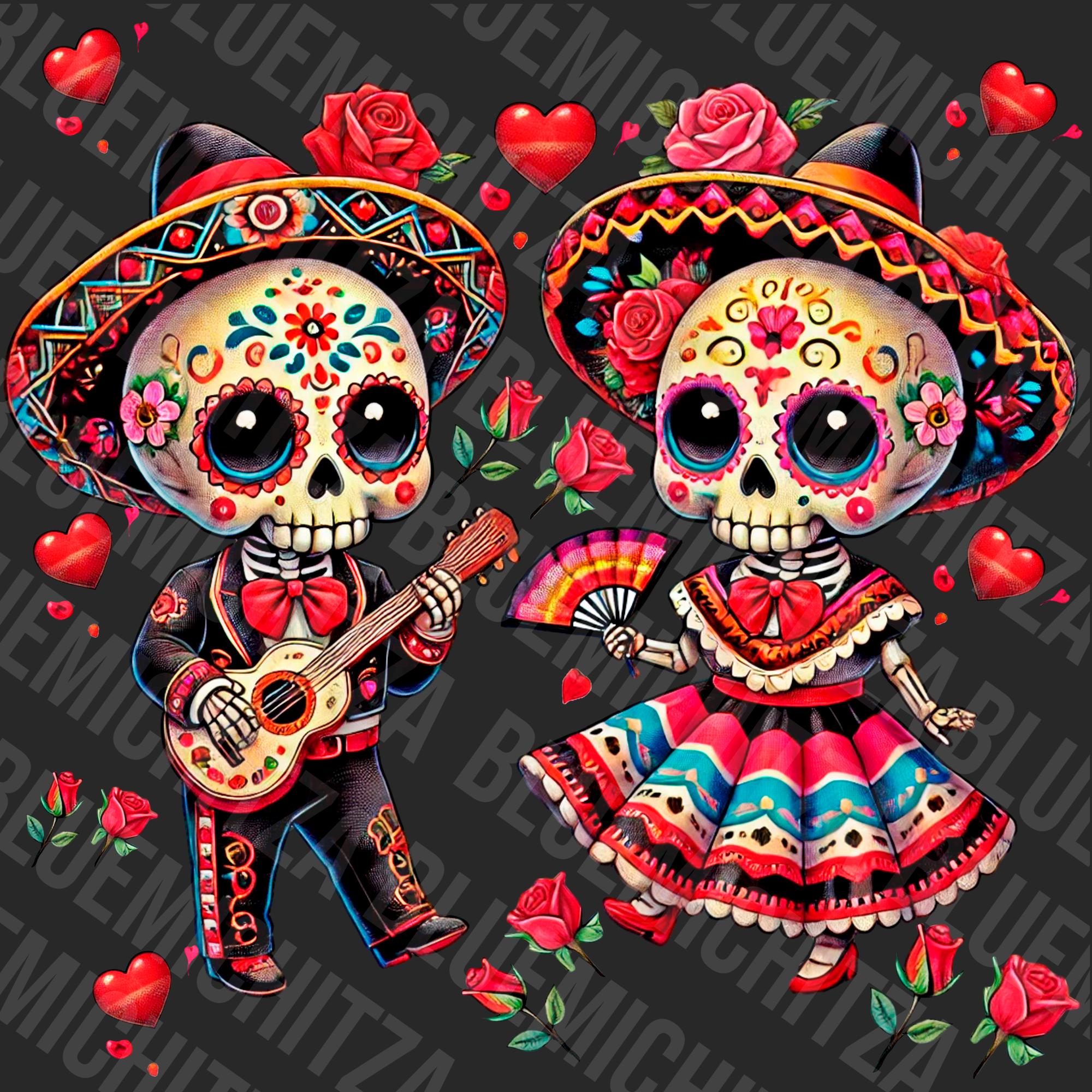 Valentines Couple Mexican Skeleton, Dia De San Valentin Png, Mexican ...