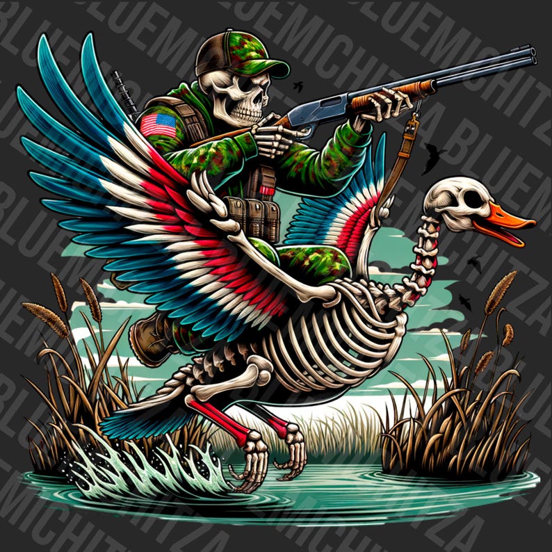 Duck Hunting Skeleton Png Sublimation PNG | Duck Hunter | Duck Skeleton ...