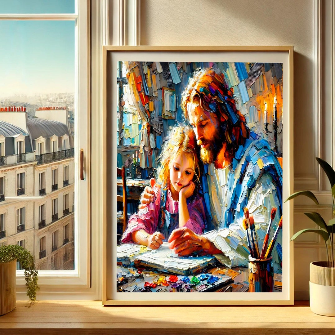 Jesus Teaching Art, Jesus Christ and Children, Bible Verse Wall Art ...