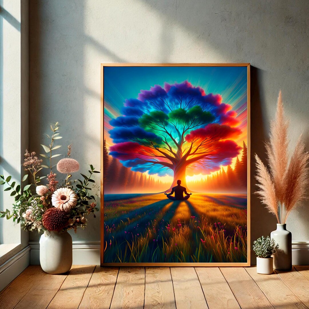 Colorful Tree of Life Wall Art, Vibrant Rainbow Tree Printable ...