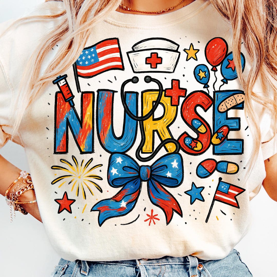 Colorful Nurse 4th of July Png Nurse Lover Nurse Png USA Patriotic Png ...