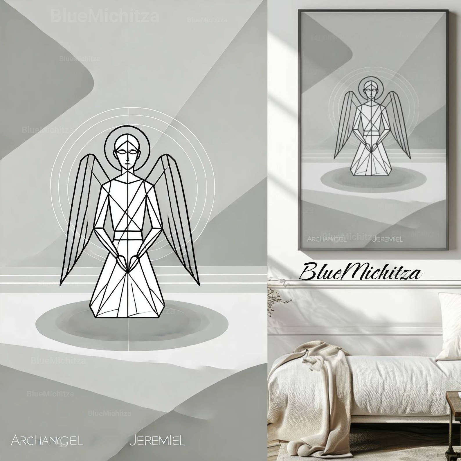 Archangel Jeremiel Art Print Geometric Angel Wall Decor, Spiritual ...