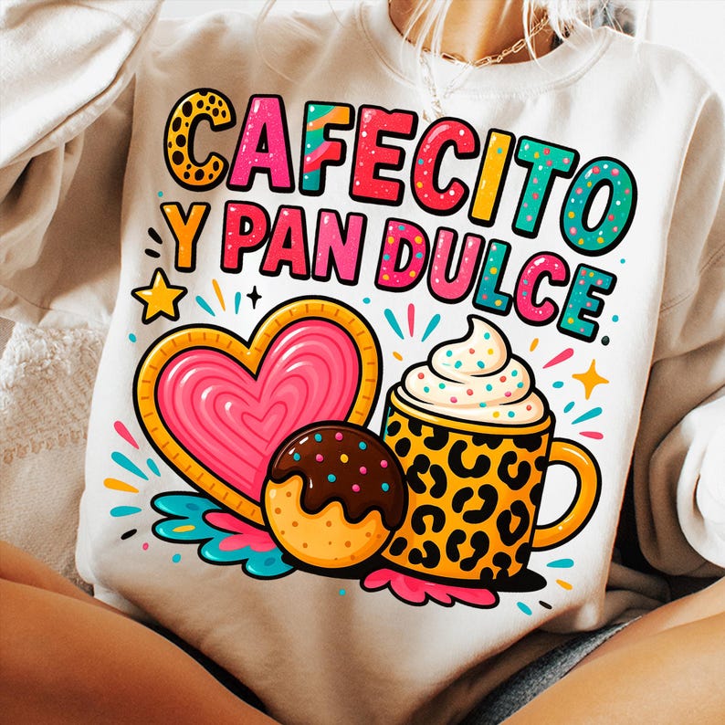 Cafecito Y Pan Dulce Coffee Cups Png Latina Doll Sublimation Design ...