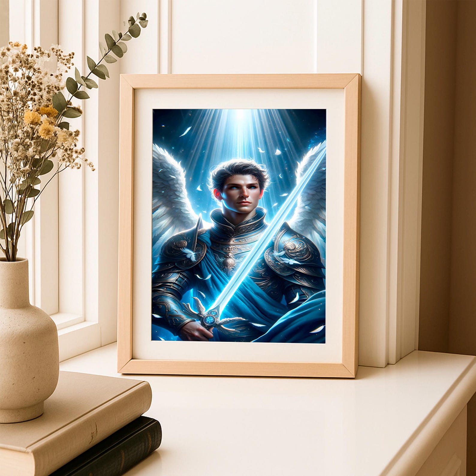 Archangel Gabriel, Art Print, Divine Messenger, Protector Angel Wall ...