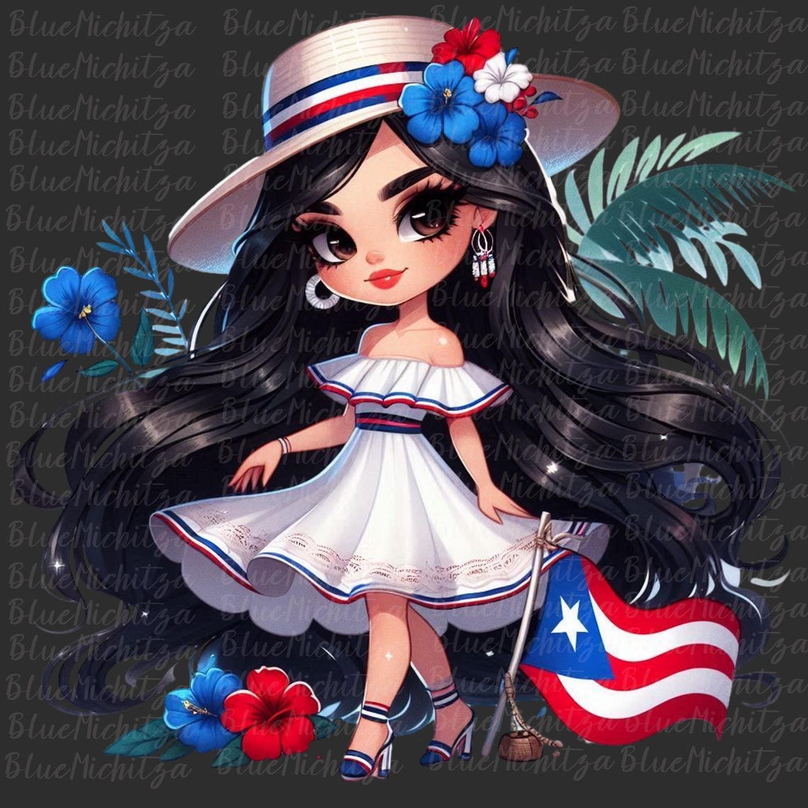 Chibi Cute Puerto Rican Baby Girl Png Puerto Rico Chibi Girl Clipart ...