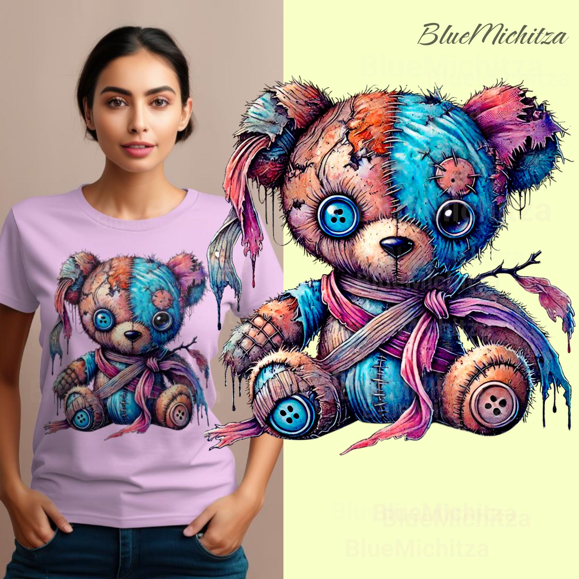 Tattered Teddy Bear Png for Colorful Sublimate Design, Png for Shirt ...
