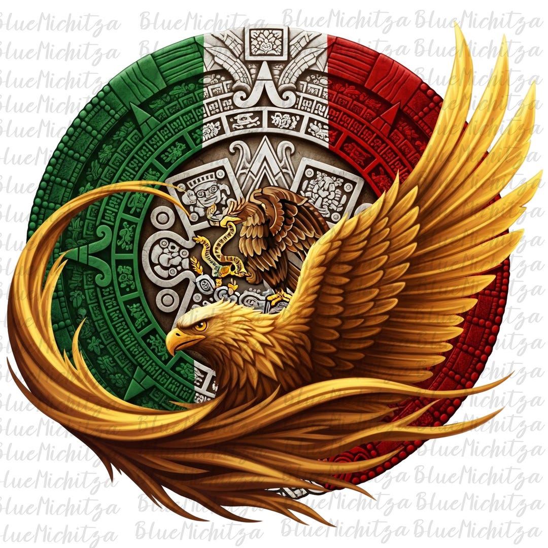 Gold Aztec Calendar Eagle Mexican Flag 16 15 Septiembre Png Cinco De ...