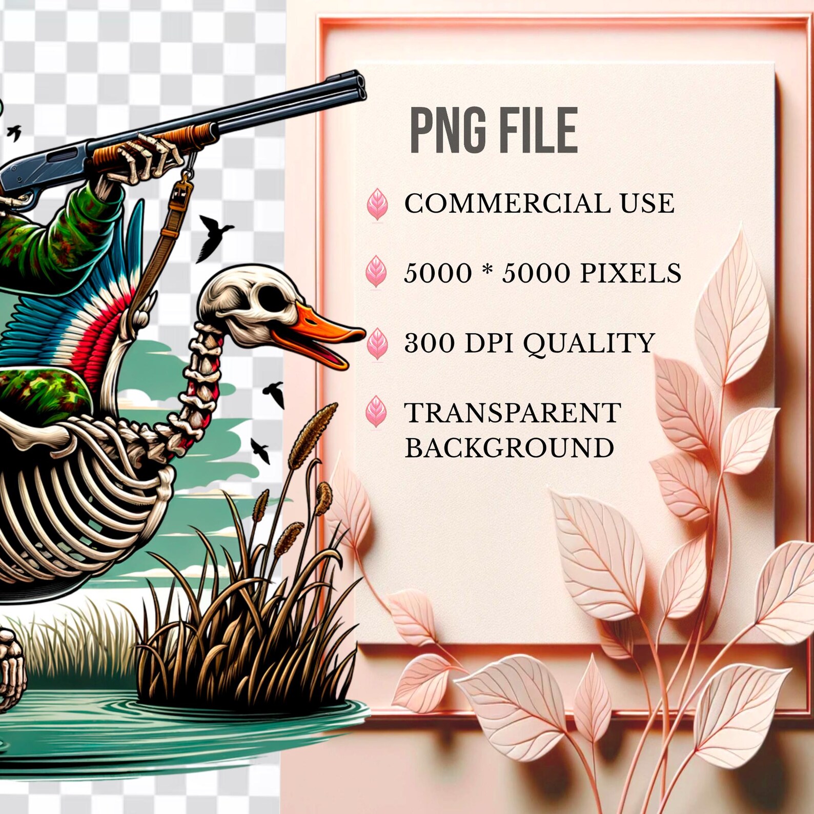 Duck Hunting Skeleton Png Sublimation PNG | Duck Hunter | Duck Skeleton ...