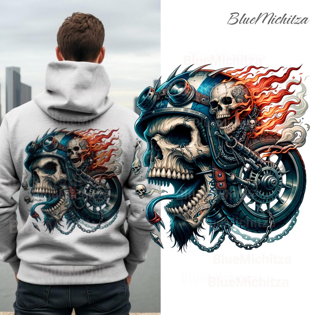 Biker Skull PNG, Gothic Punk Skull, Horror Skull DTF, for Sublimation ...