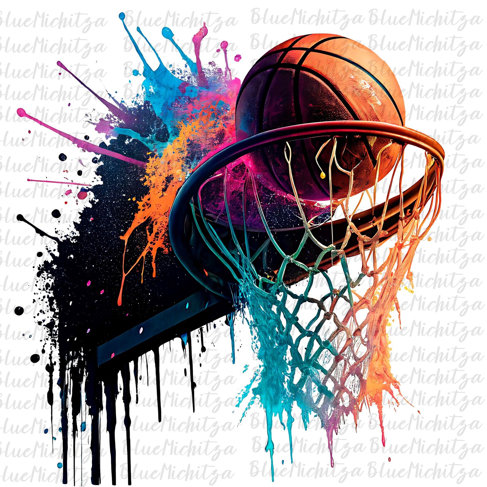 Basketball Drip PNG Neon Graffiti Basketball Drip PNG Basketball T ...