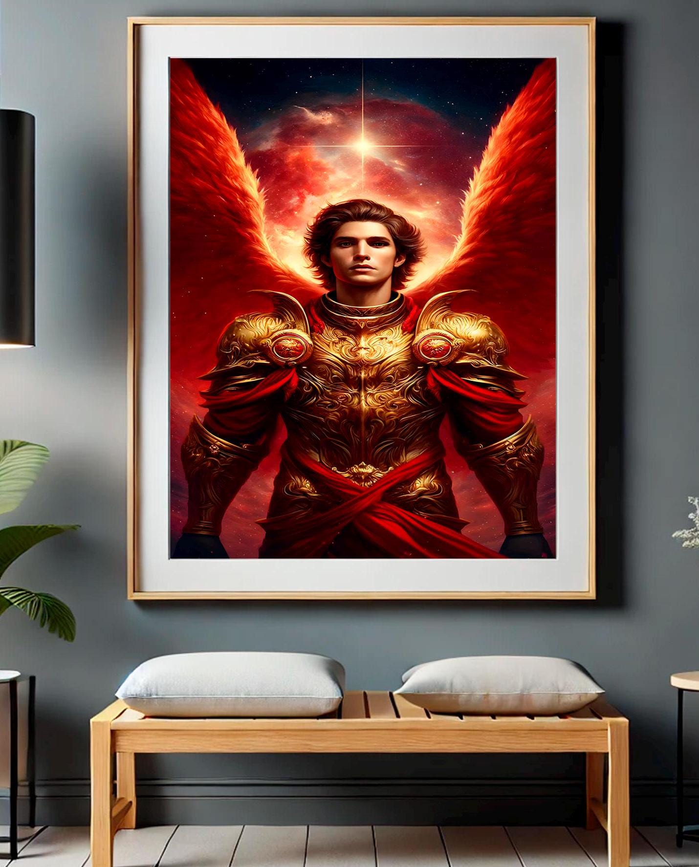Archangel Uriel Wall Art, Celestial Protector and Light Bringer for ...