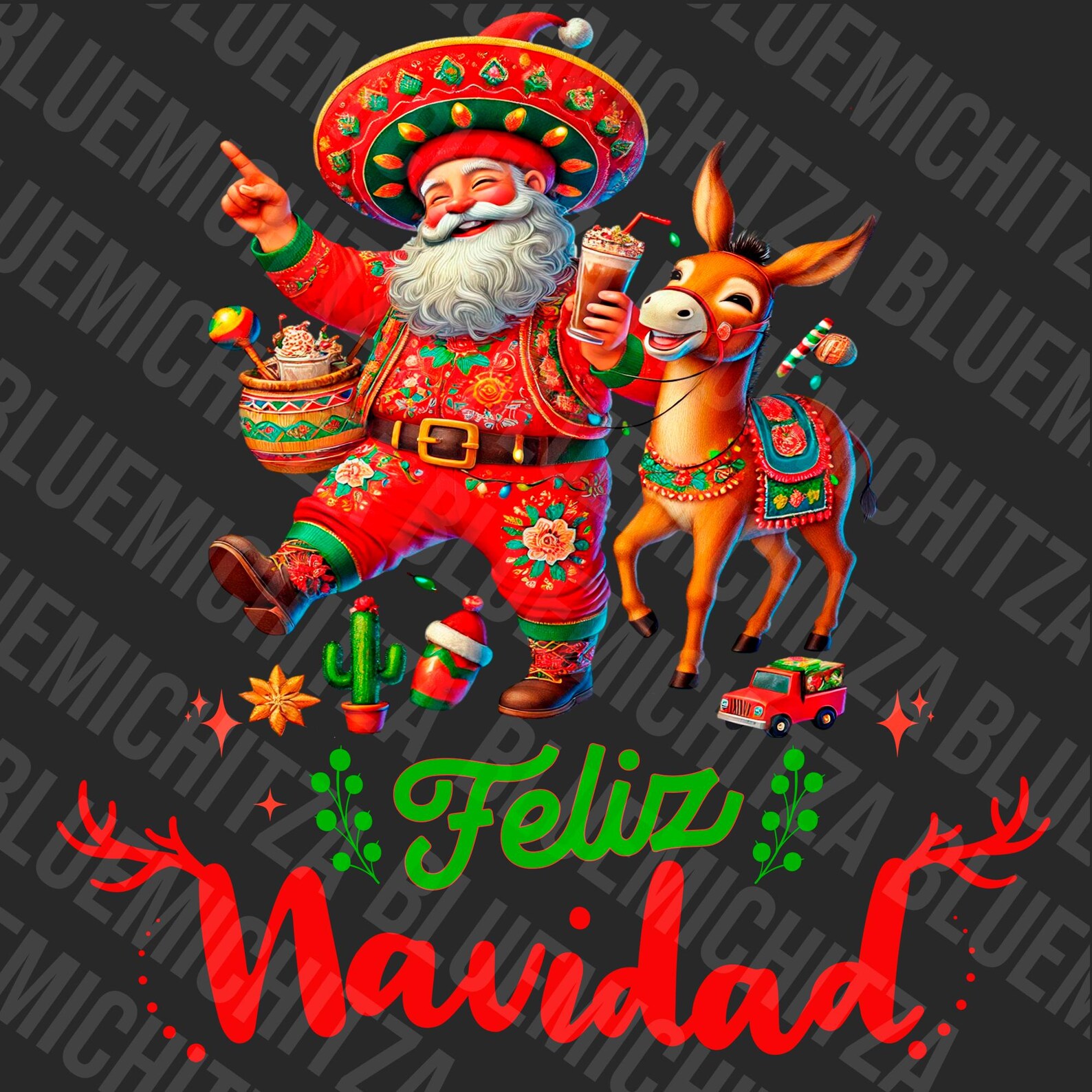 Mexican Christmas Png, Mexican Santa Png, Mexican Feliz Navidad Png ...