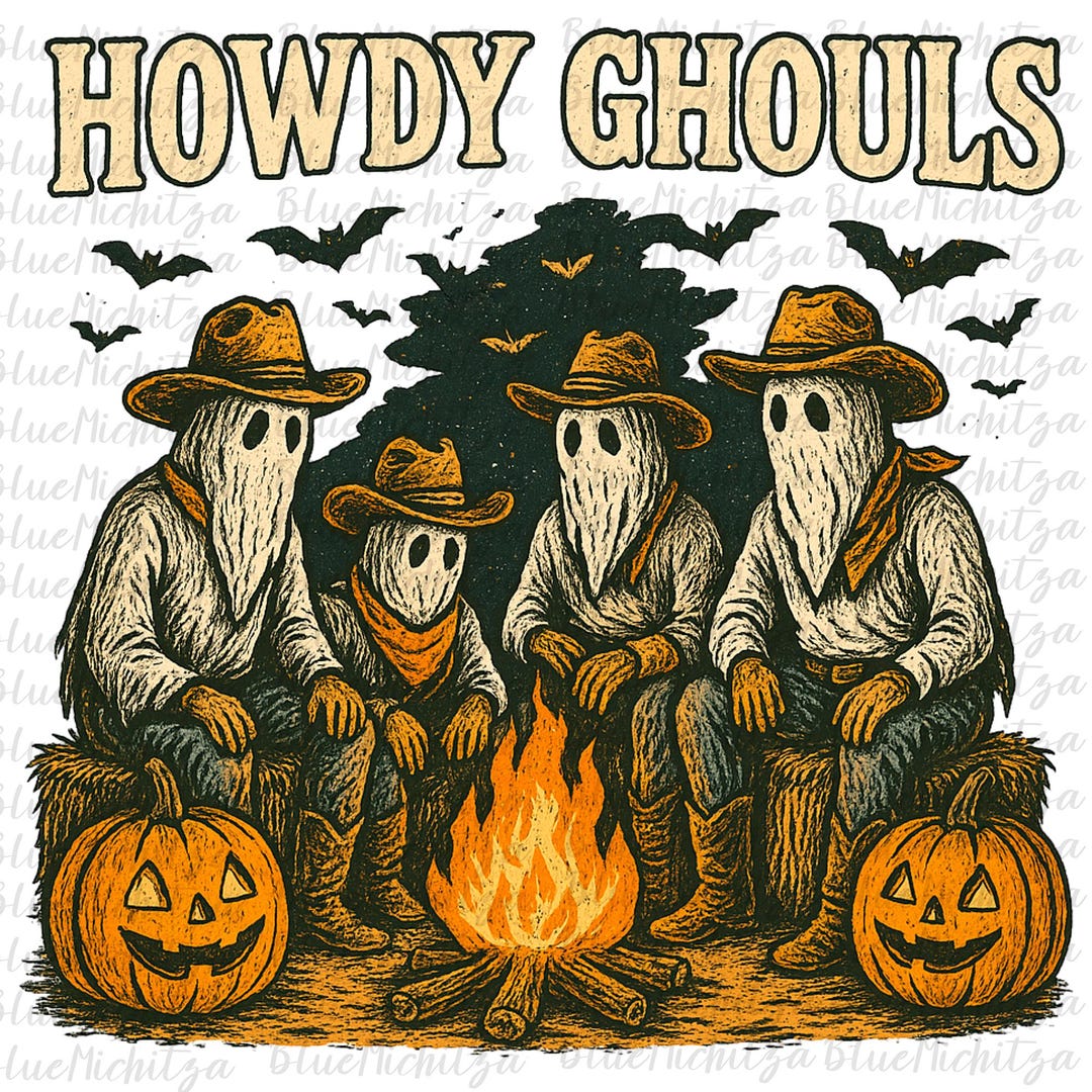 Howdy Ghouls Haunted House PNG, Trendy Spooky Ghost Pumpkins Png ...