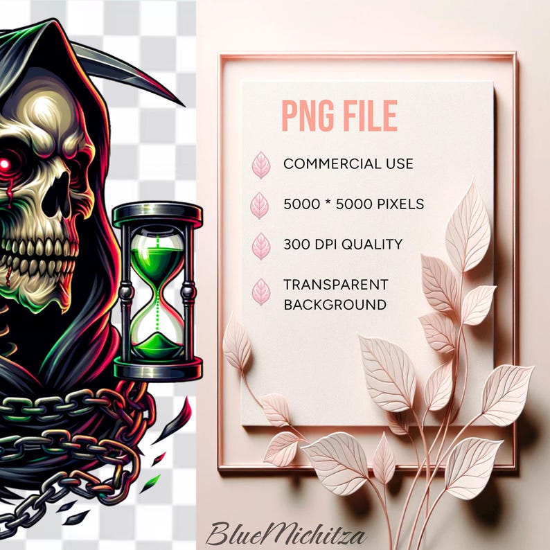 Grim Reaper Skull Art, Gothic Horror, Dark Fantasy Hourglass ...