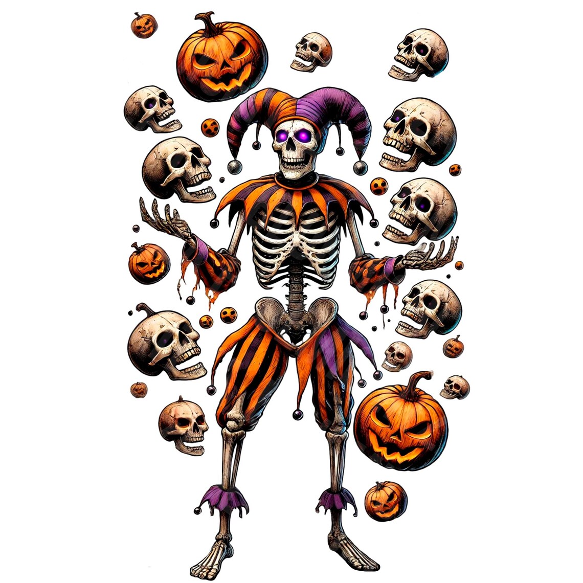 Halloween Jester Skeleton PNG, Pumpkin Clip Art (digital Download) - Etsy