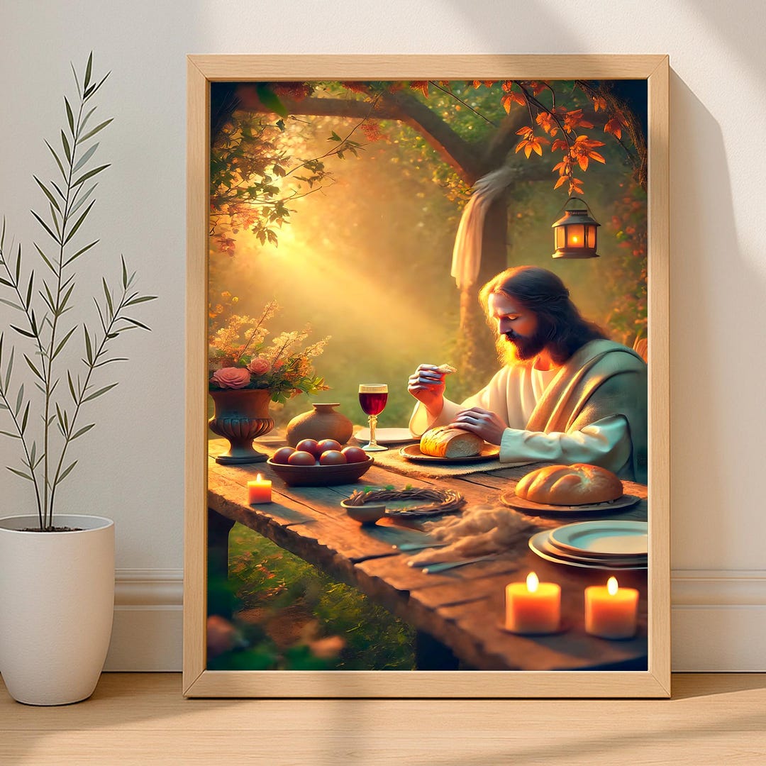 Jesus Eating Portrait, LDS Painting, Christ Artwork, Jesus Poster ...