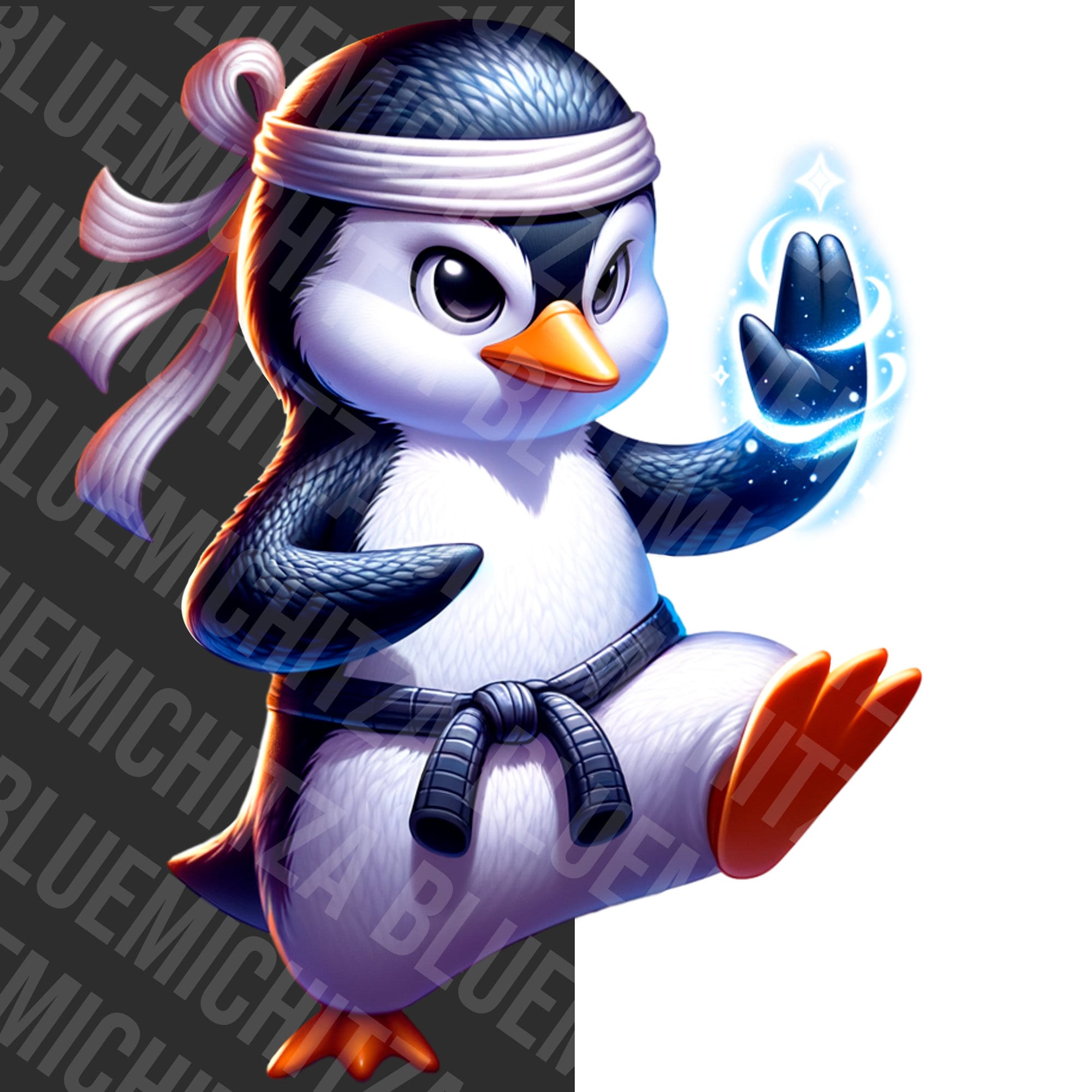 Cartoon Ninja Penguin PNG for Sublimation, Printable Graphic Designs ...