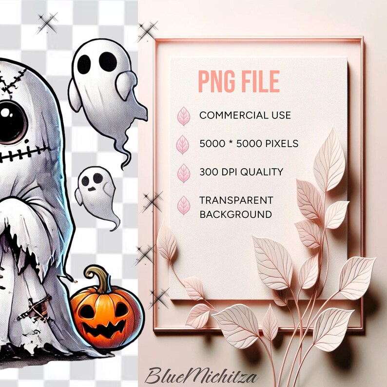 Spooky Cute Ghost Clipart With Pumpkin Lantern – Perfect for Halloween ...