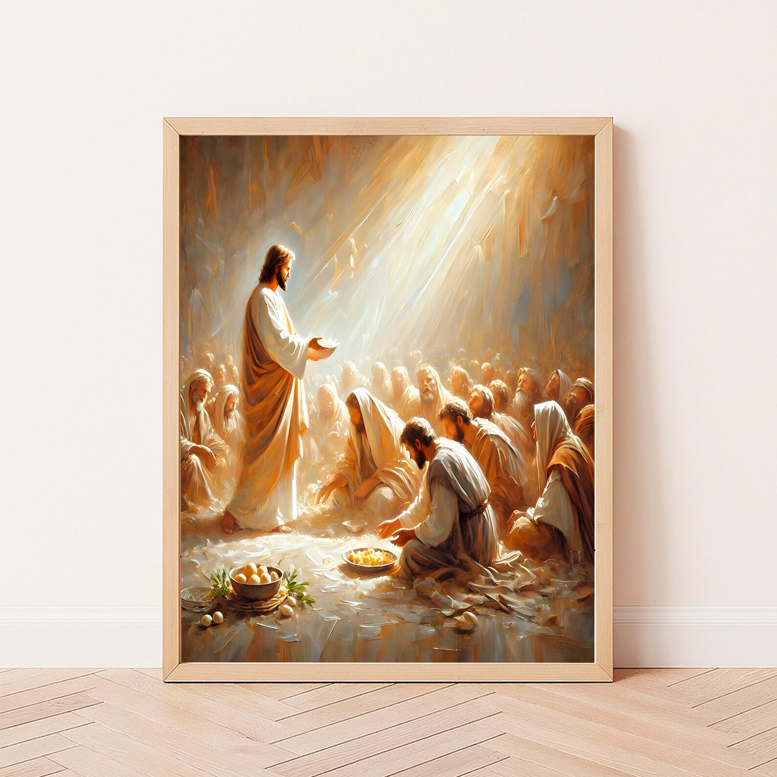 Jesus Feeds 5000 Bible Sketch Bible Art God Provides Wall Art 5 Bread ...
