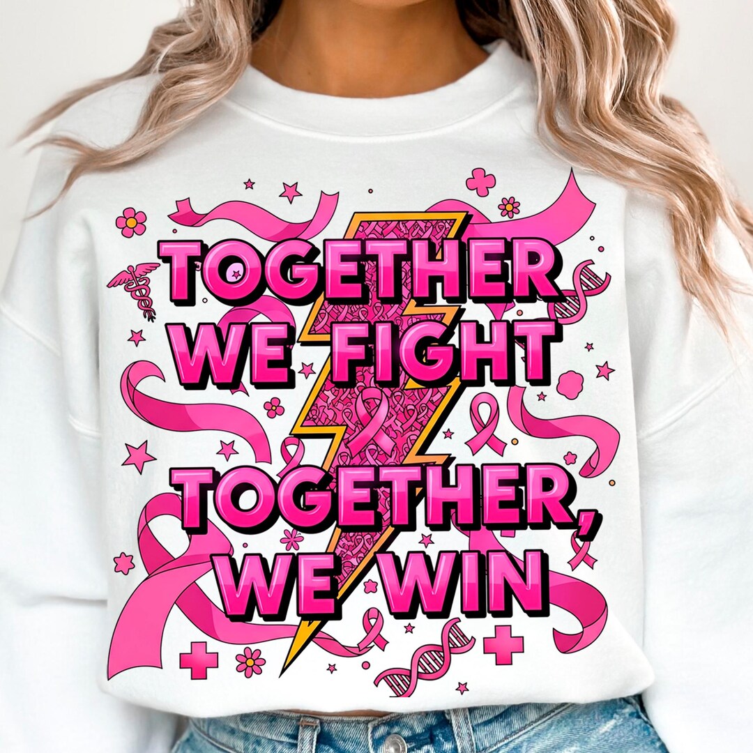 Preppy Breast Cancer We Fight Together Png in October We Wear Pink Png ...