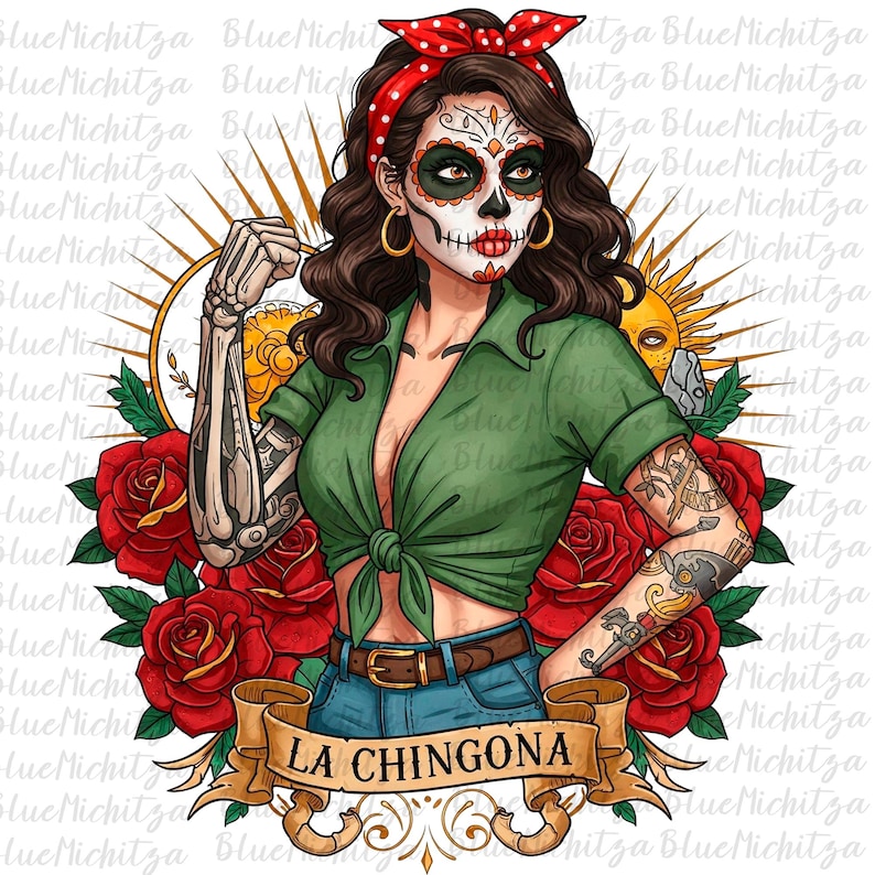 La Chingona PNG La Catrina Sugar Skull Clipart Catrina Png Day of the ...