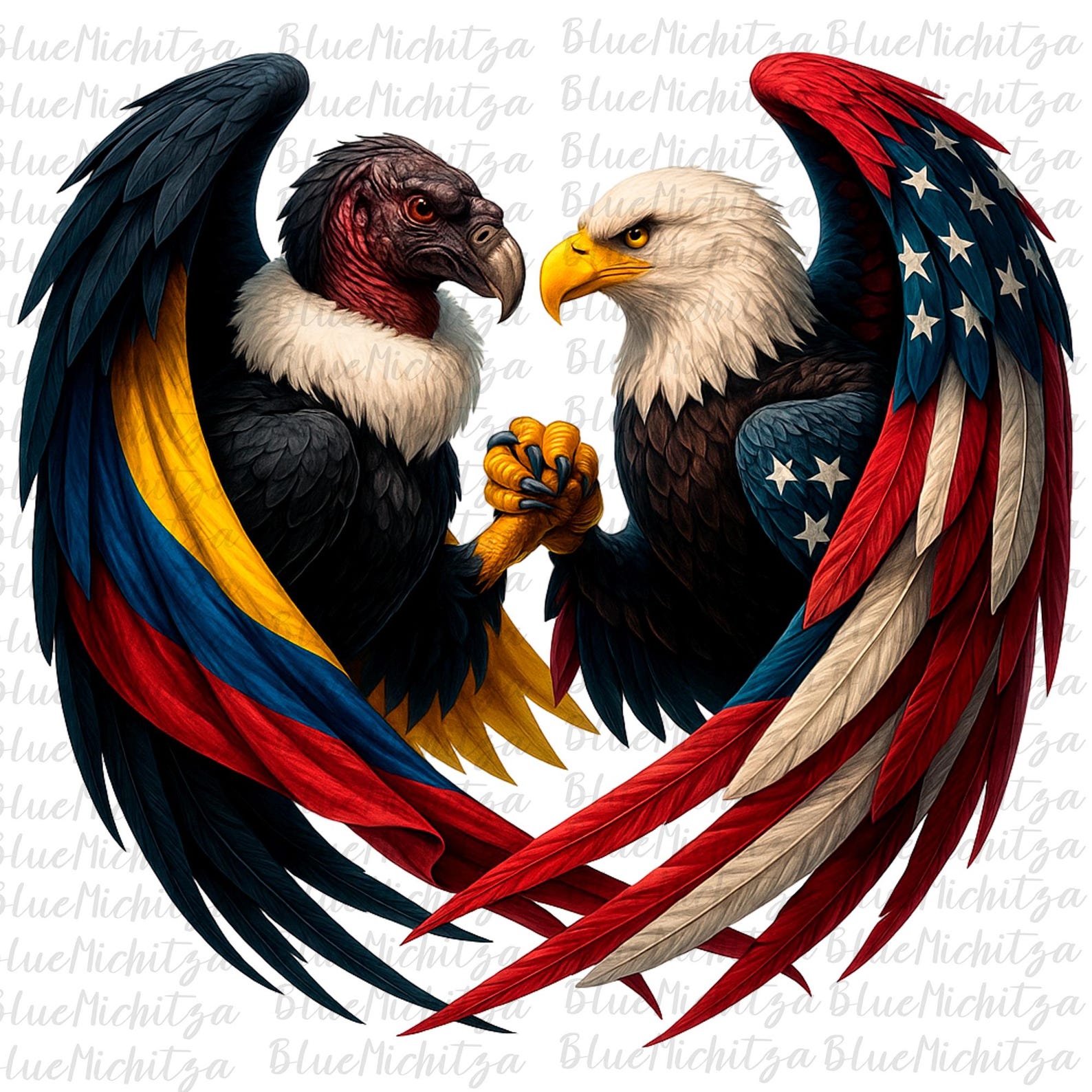 Colombia USA Eagles Condor Flags Colombianamerican Patriotic Colombia ...