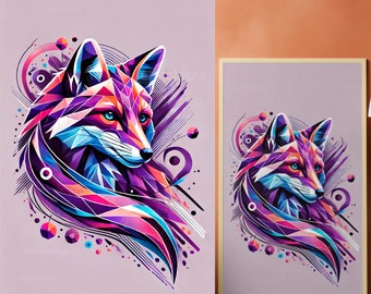 Geometric Fox Wall Art Print Contemporary Printable Art Digital ...