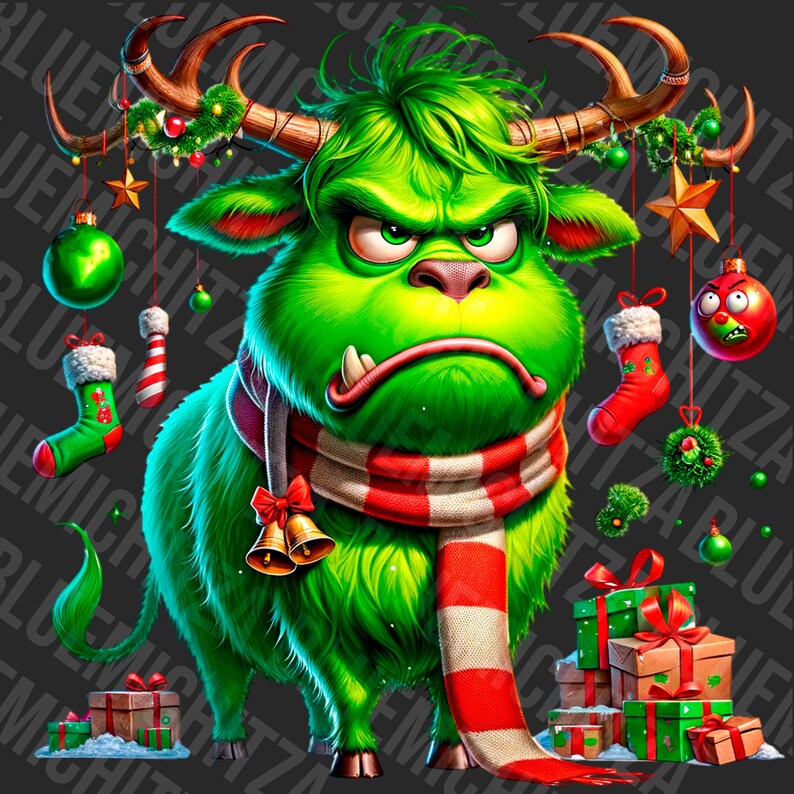 Just Waiting for Christmas Png Grumpy Highland Cow Christmas Clipart ...