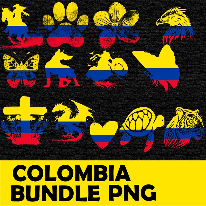 Popular Colombia PNG Cliparts Designs Bundle 25 Designs Patriotic ...