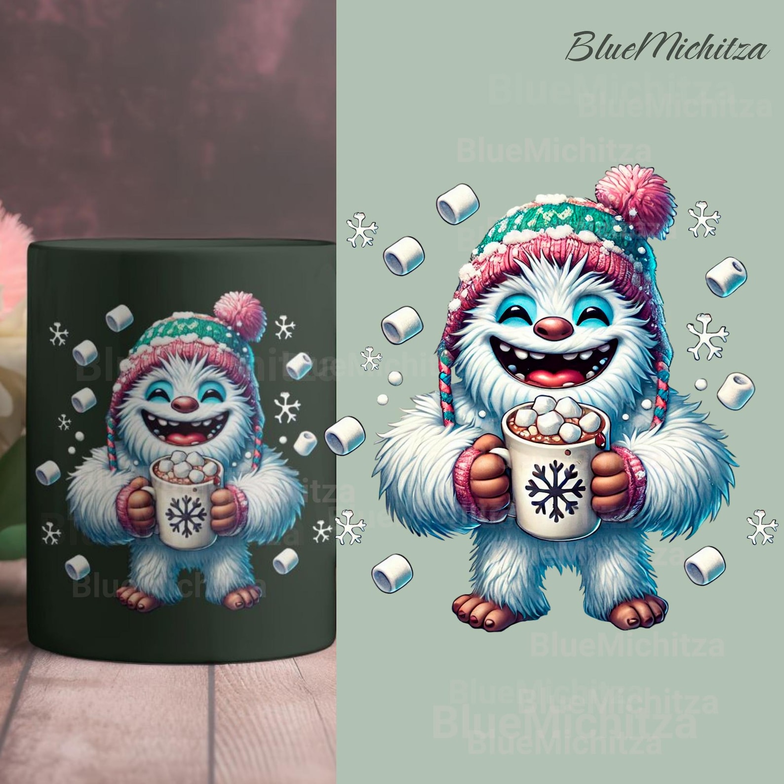 Cozy Winter Yeti PNG, Christmas Designs PNG, Cute Christmas Character ...