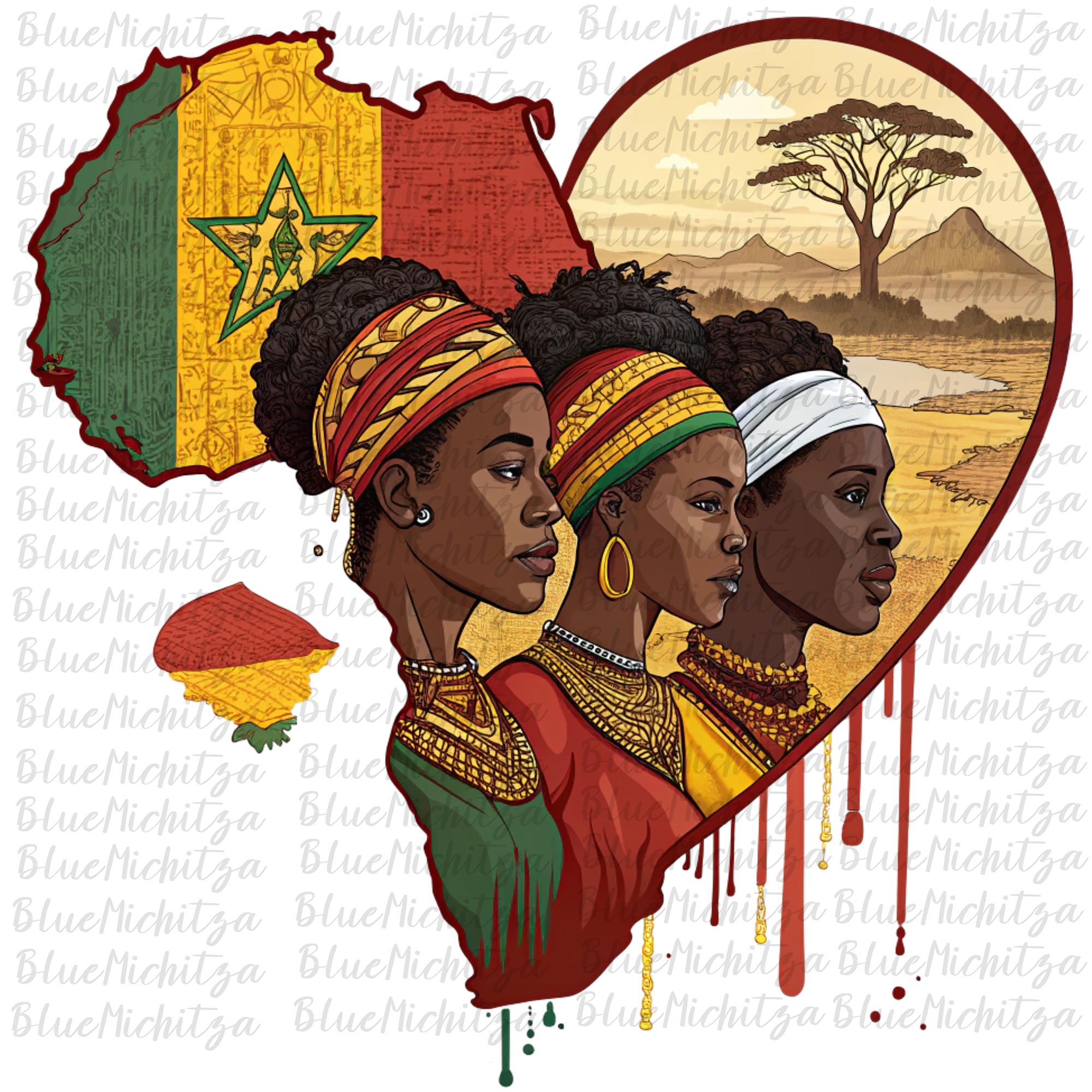 Juneteenth Designs Png Black Woman African Map Heart PNG Black Queen ...