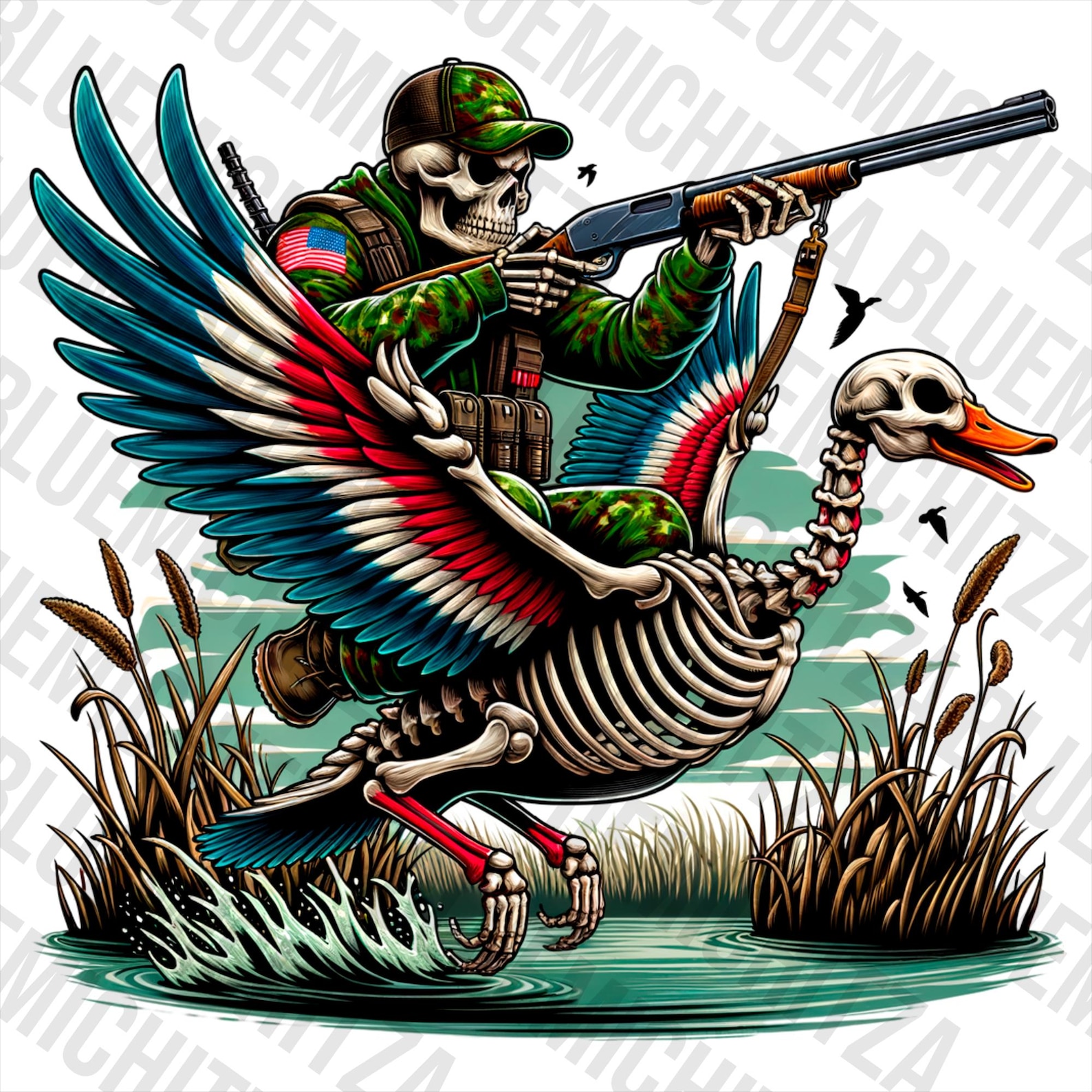 Duck Hunting Skeleton Png Sublimation PNG | Duck Hunter | Duck Skeleton ...