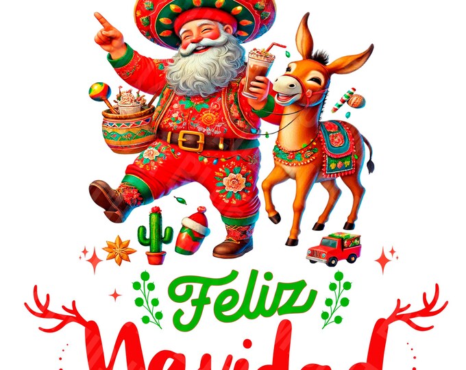 Mexican Christmas Png, Mexican Santa Png, Mexican Feliz Navidad Png ...