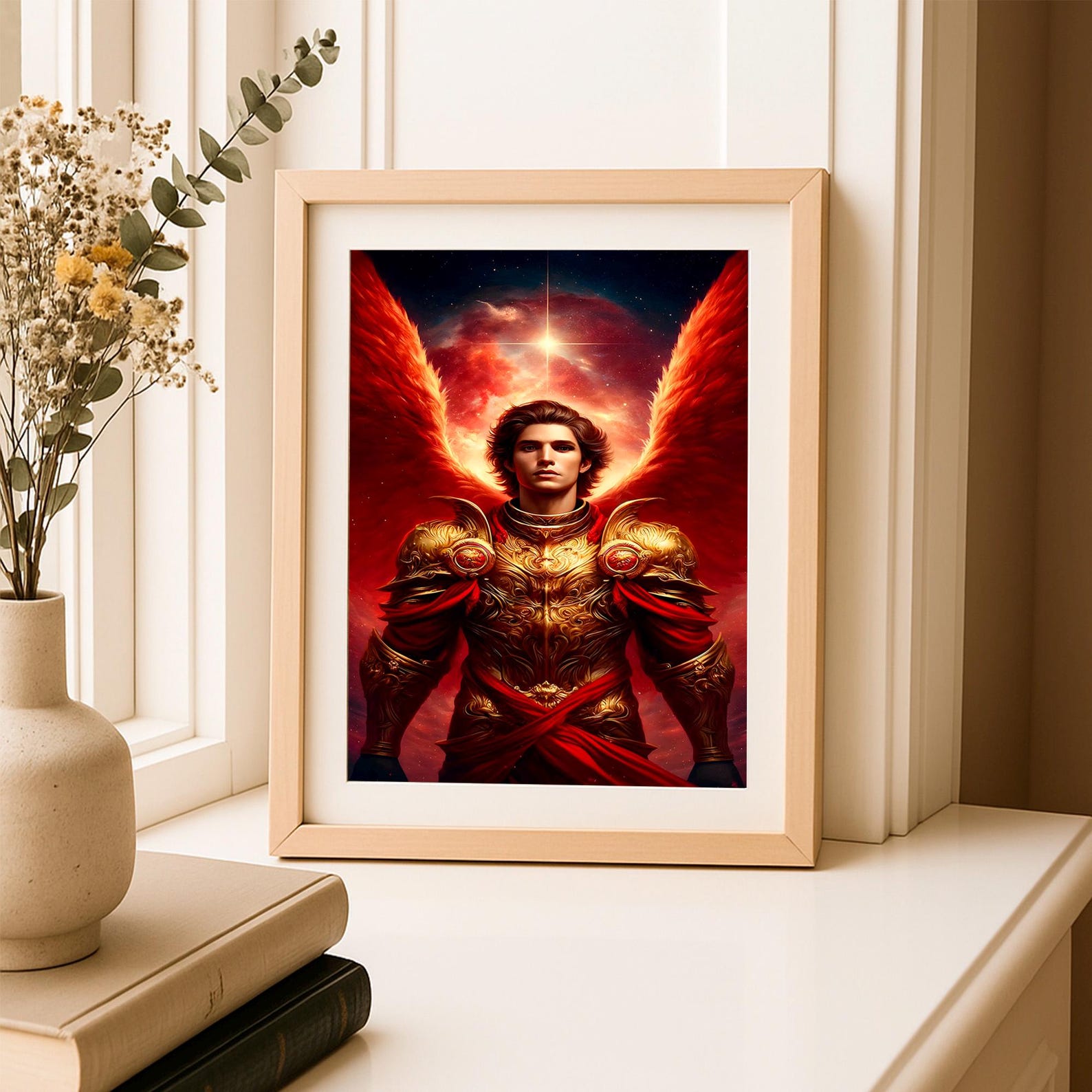 Archangel Uriel Wall Art, Celestial Protector and Light Bringer for ...