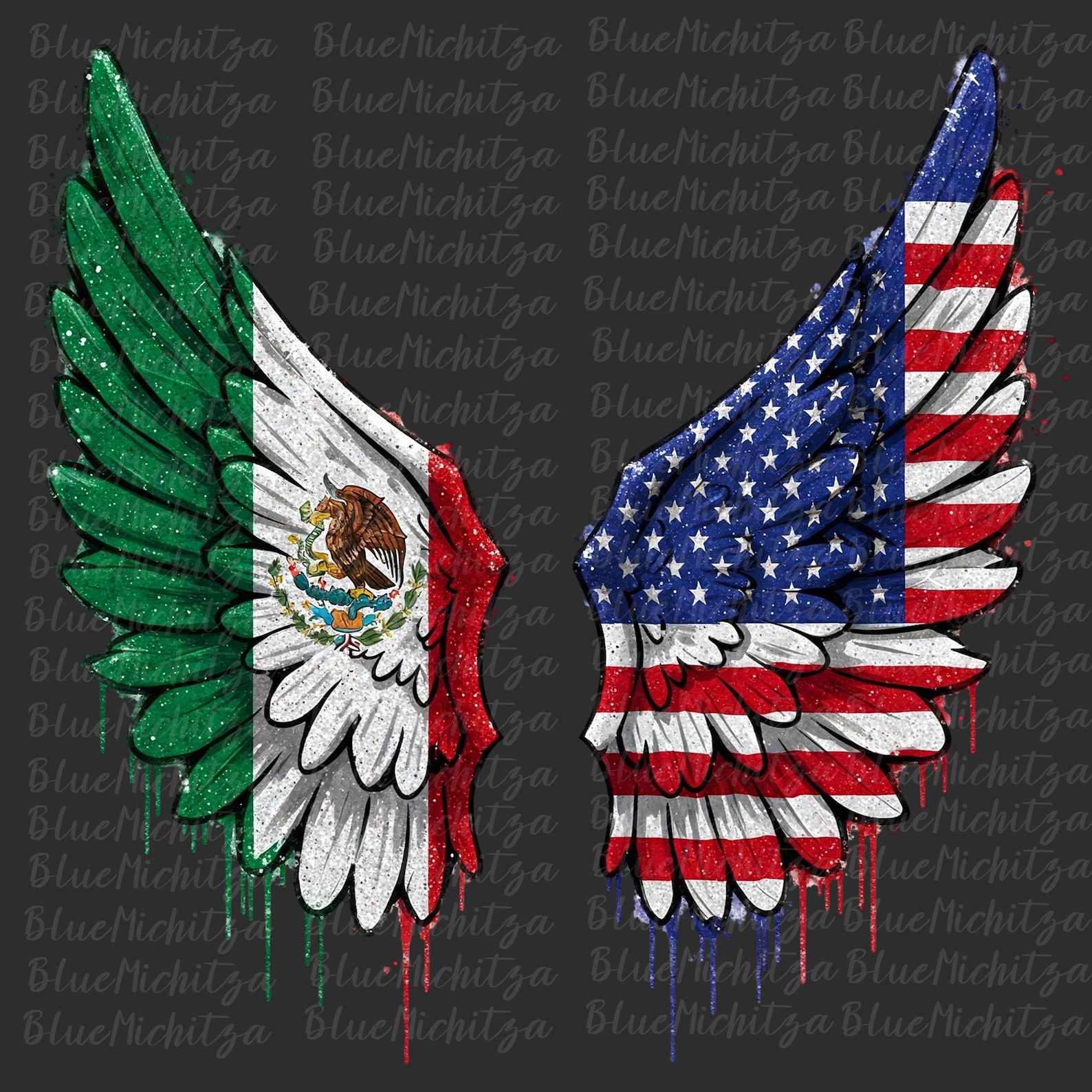 Mexico USA Flags Glitter Png Sublimation, Patriotic Png, Mexican Flag Png, Travel Png, T-shirt ...