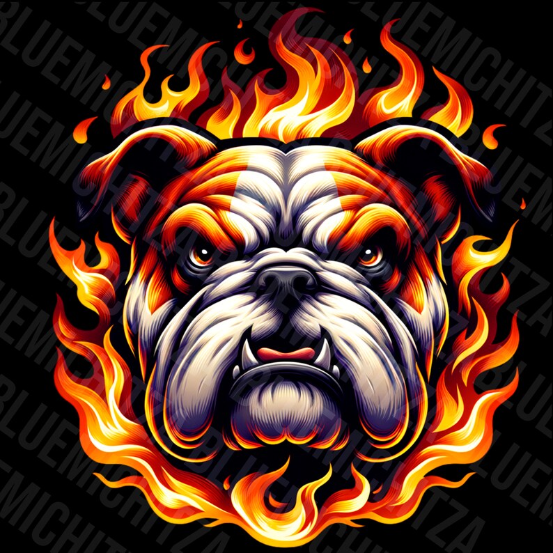 Angry Bulldog PNG, Flaming Bulldog PNG for Sublimation, High-resolution ...