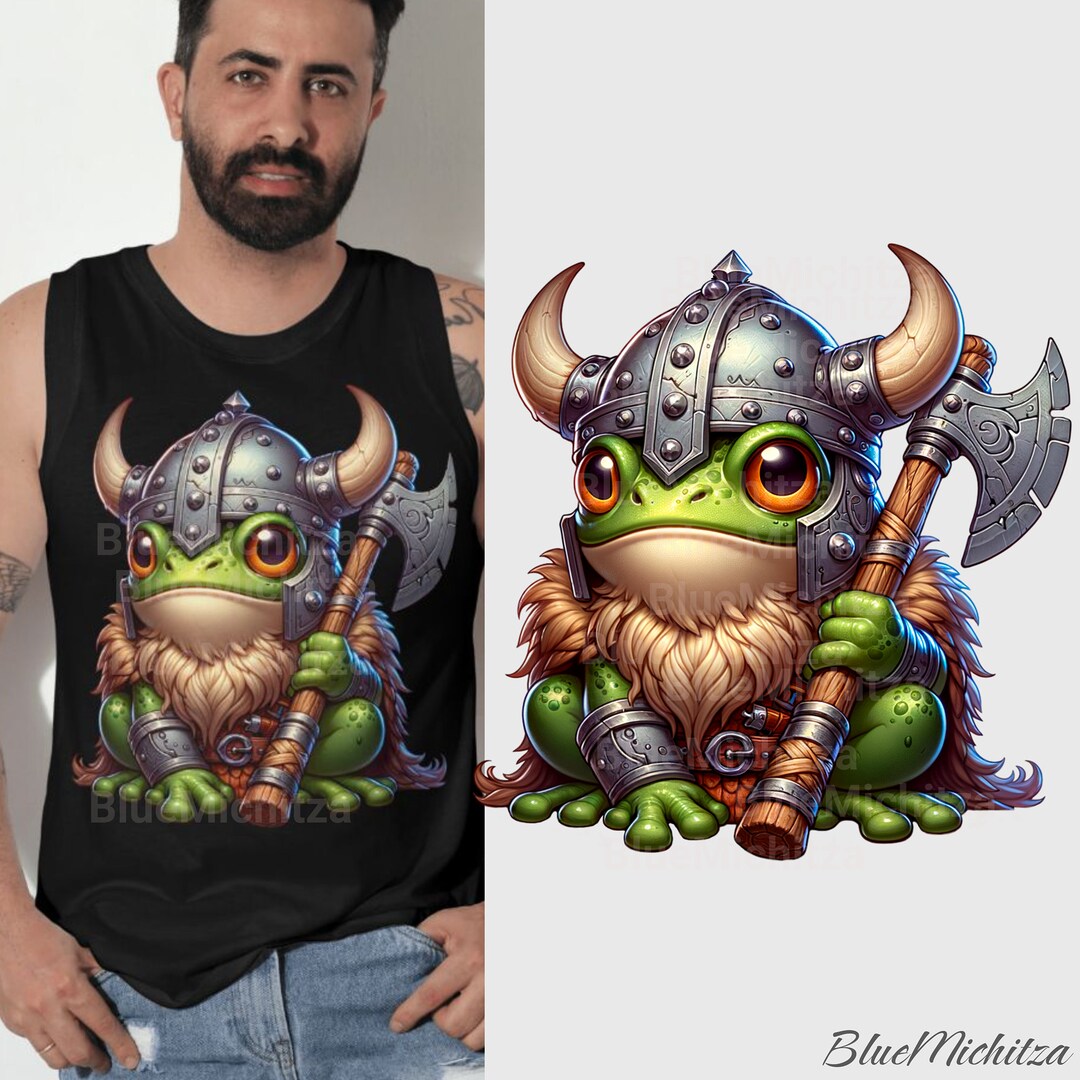 Frog Viking Warrior PNG for Sublimation & Shirt Design Battle-ready ...