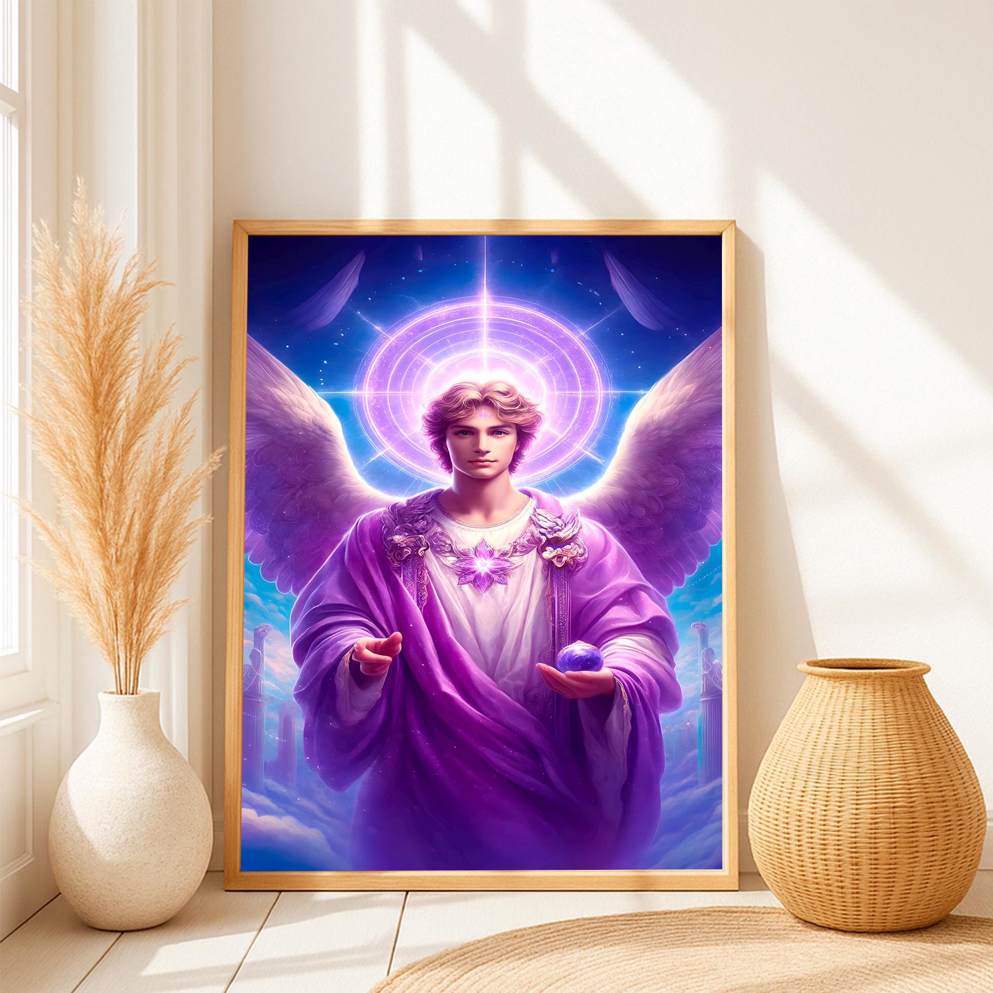 Archangel Metatron Wall Art, Celestial Angel With Sacred Geometry in ...