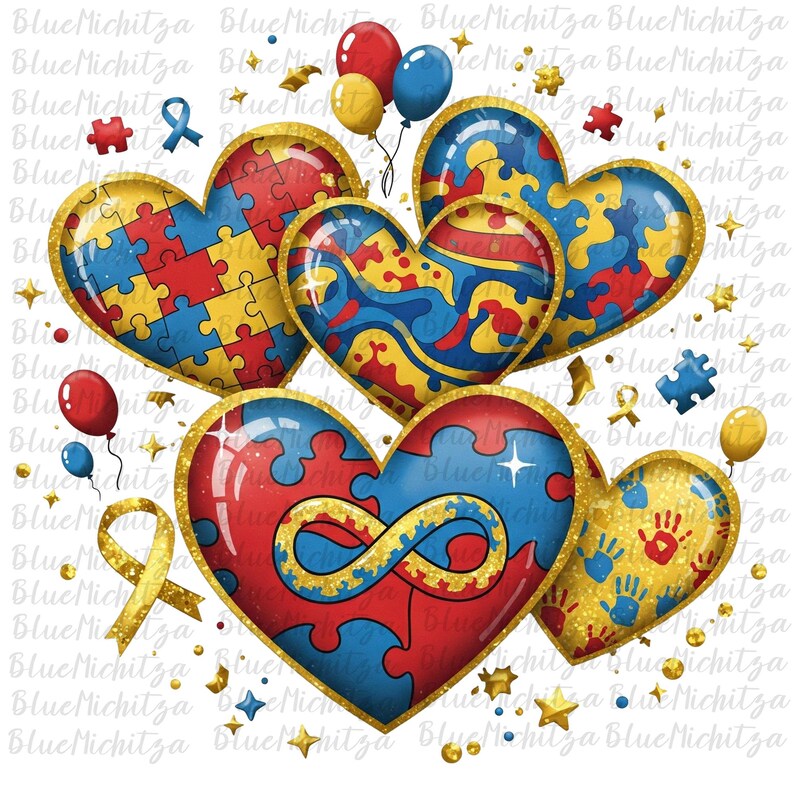 Autism Hearts Designs Png Sublimation Design Download Autism Awareness ...