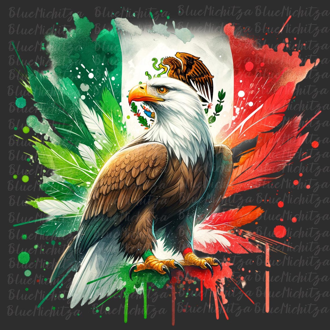 Mexican Flag Eagle PNG Mexico Clipart Sublimation Tshirt Design, Patriotic Png Mexico Eagle Clip ...