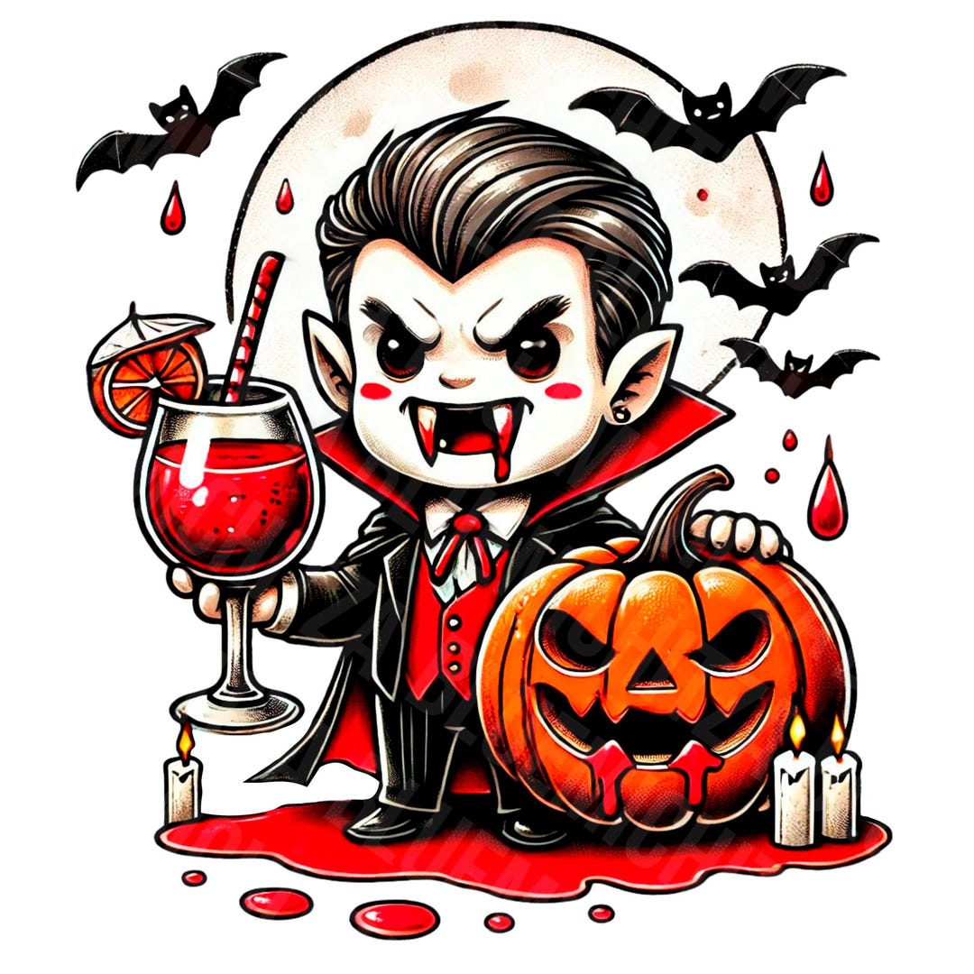 Cute Spooky Vampire Halloween Clipart, Halloween Designs, Dtf, Dtg ...