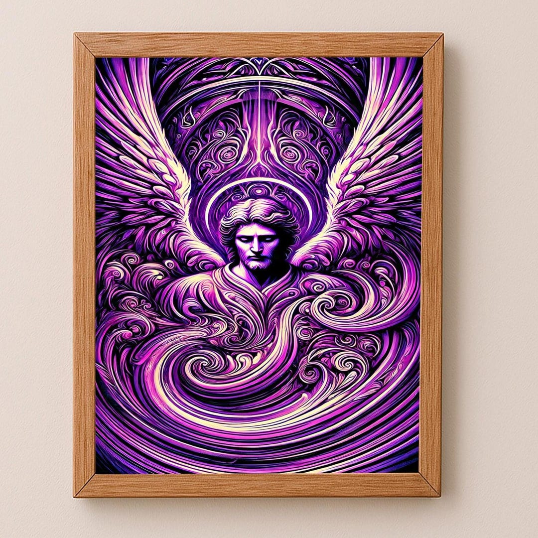 Archangel Jeremiel Art Print, Digital Download Guardian Angel, Purple ...